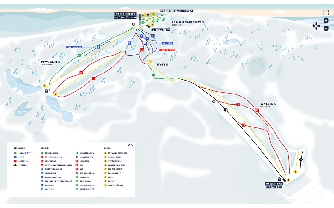 Oslo Vinterpark - Tryvann Piste Map | Plan of ski slopes and lifts ...