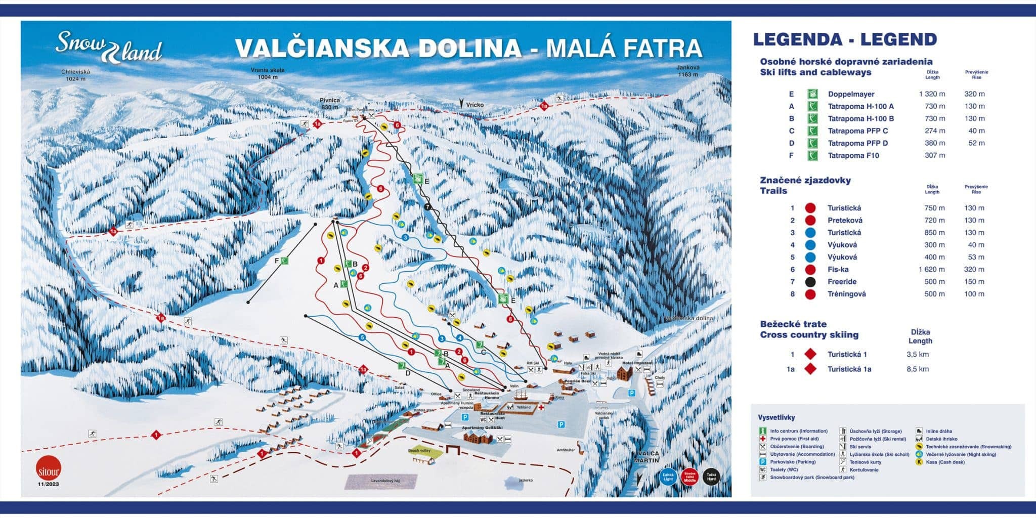 Snowland Valčianska dolina Piste Map | Plan of ski slopes and lifts ...